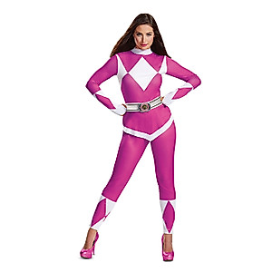 Disguise Women's Pink Costume Power Ranger Cosplay Suit & Mask for Adults, L (12-14)