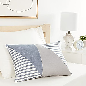 Nautica Collection | 100% Cotton Mediterranean Inspired Design Decorative Throw Pillow, Hidden Zipper Closure, Easy Care Machine Washable, 1 Count (Pack of 1), Fairwater Blue/Grey/White