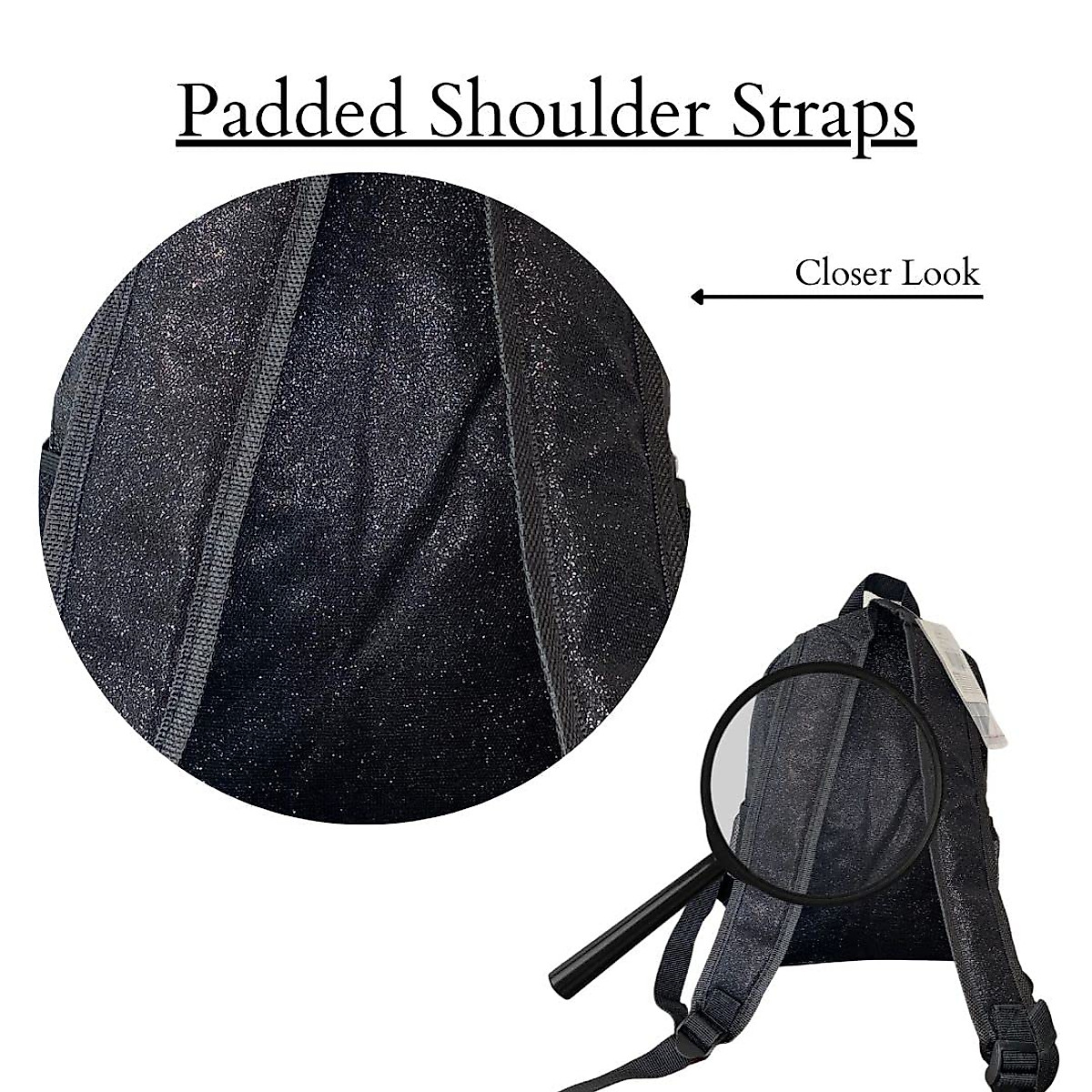 NGIL Canvas School Backpack (Glitter-Black)