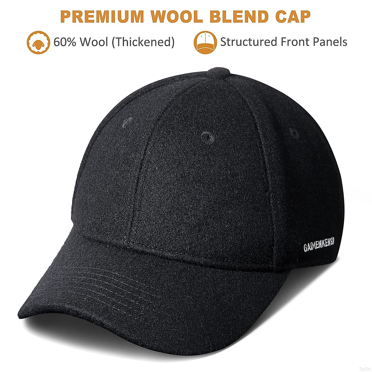 GADIEMKENSD Winter Baseball Caps Wool Dad Hat Warm Trucker Hats Work Cap Workout Thick for Mens Womens Black