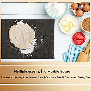 Diflart Natural Black Granite Cutting Board for Kitchen 16x20 Inch,with Non-Slip Feet, Large Stone Pastry Slab for Baking