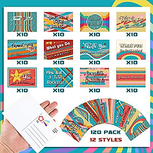 Kosiz 120 Pcs Thank You Cards 4 x 6 Inch Appreciation Postcards Assorted Greeting Cards Blank Note Cards, 12 Styles