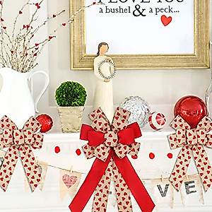 Gift Ribbon, Curling Ribbon Wired for Gift Wrapping, 2.5" 10 Yards Burlap Heart Pattern, Gift Wrap Ribbon for Bows Bridal Wedding Anniversary Ceremony Decorations