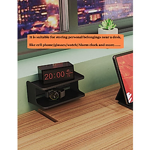 Bedside Shelf Accessories Organizer for Bedroom Bedside Wall Organizer Universal Bedside Shelf Wall Mount for Glasses/Remote/Earphone/Cell Phone and More (Black)