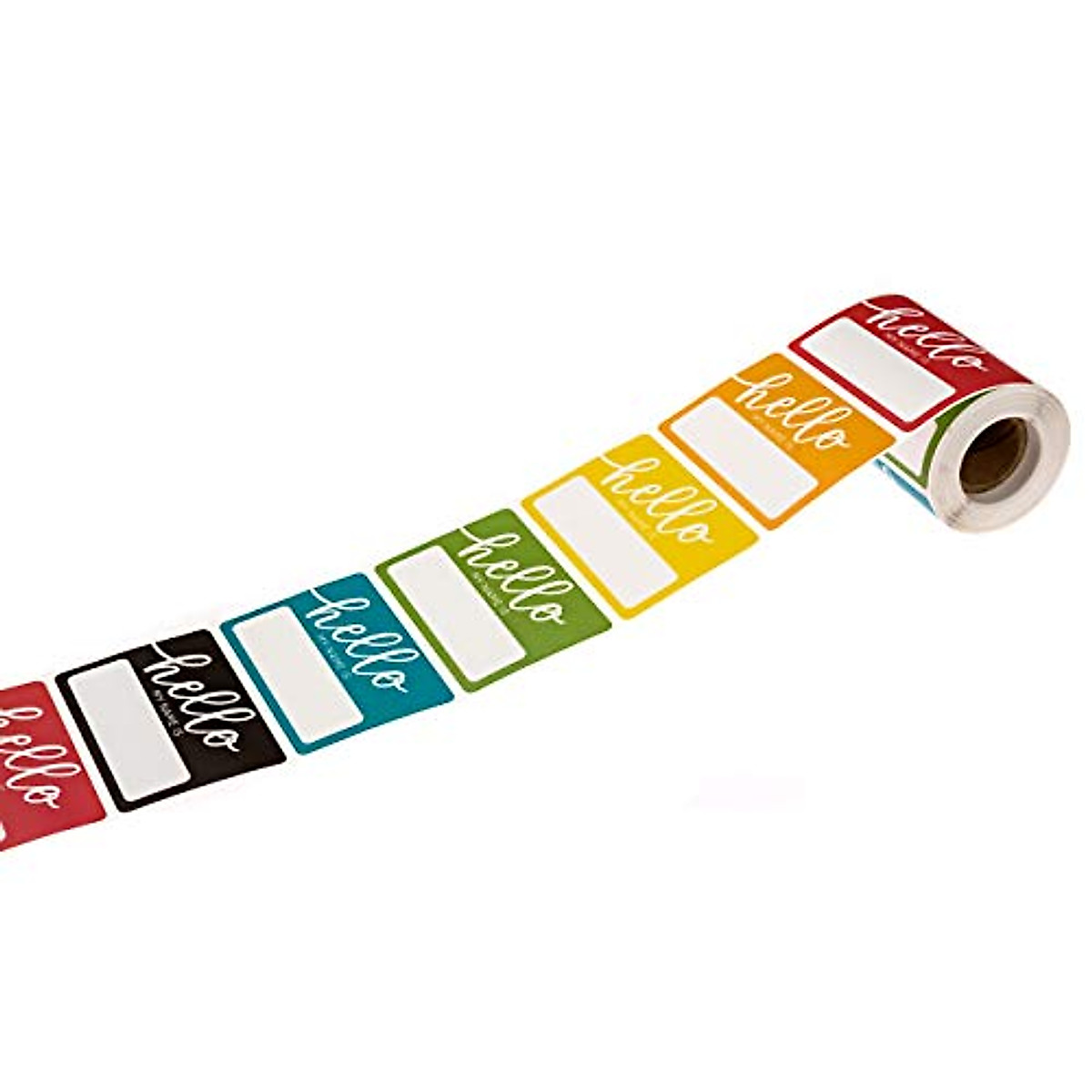 Hello My Name is Bright Stickers / 250 Trendy Name Tags / 6 Colorful Name Labels / 2" x 3" My Name is Classroom Camp Event Stickers/Made in The USA