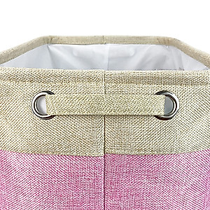 MALIHONG Personalized Foldable Storage Basket with Cute Dog Shar Pei Collapsible Sturdy Fabric Pet Toys Storage Bin Cube with Handles for Organizing Shelf Home Closet, Pink and White