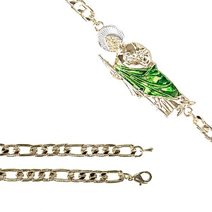 Gold Plate Saint Jude Chain ID Bracelet For Women Men,Esclava San Judas Oro laminado,Mexican cadena de san judas tadeo jewelry y2k accessories