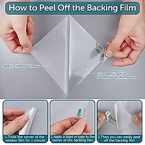 HIDBEA Frosted Window Privacy Film - Non Adhesive Static Cling glass Stickers Sun UV Blocking Heat Control Door Covering Decals for Home Office, 35.4 x 393.7 Inch