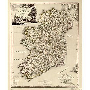 Ireland Antique Map Wall Art 24 x 29. Great Irish Gift For Any Lover of Gaelic Culture & History. Classic, Incredibly Detailed Poster is Beautifully Printed on Premium Paper With UV Resistant Ink