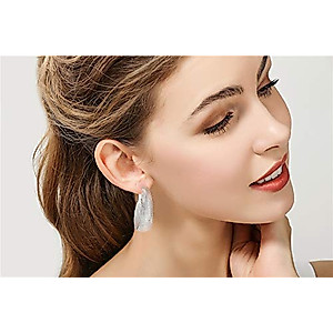 Women Oval Big Hoop Earrings, Silver Plated Fashion Classic Hoop Drop Dangle Earrings Jewelry Gift