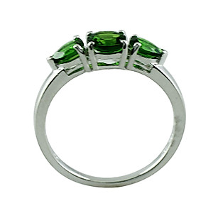 Carillon Stunning Chrome Diopside Pear Shape 4X5MM Natural Earth Mined Gemstone 925 Sterling Silver Ring Wedding Jewelry for Women & Men