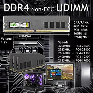 NEMIX RAM 128GB (8X16GB) DDR4 3200MHZ PC4-25600 2Rx8 1.2V 288-PIN Non-ECC Unbuffered UDIMM Desktop PC Memory KIT
