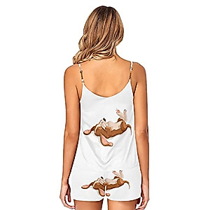 Boxer Dog Face Heads Seamless on White Grey Women's 2 PCs Pajamas Set, PJ Satin Silk Camisole Lingerie Sleepwear, Sleeveless Nightwear Silky Shorts Loungewear(XXL)