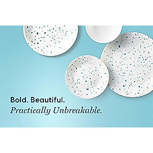 Corelle J106-TRT CP-1648 Small Plate, Plate, Plate, Shatter-Resistant, Lightweight, Microwave Safe, Oven Safe, Dishwasher Safe, Terrazzo Verde