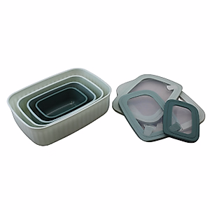 Set of 4 BPA Free Food Storage Containers with Vented Lids Assorted Sizes, Microwave & Freezer Safe, Leftovers, Meal Prep, Fridge Organization Dry Grains Storage by Dependable Industries Inc. (Green)