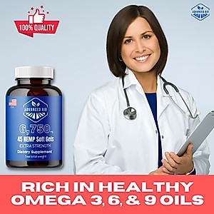 Advanced Aid Natural Premium Organic Hemp Oil 6750mg (150mg per SoftGel ) 45ct Non-GMO Ultra-Pure CO2 Extracted Made in The USA. Read Description