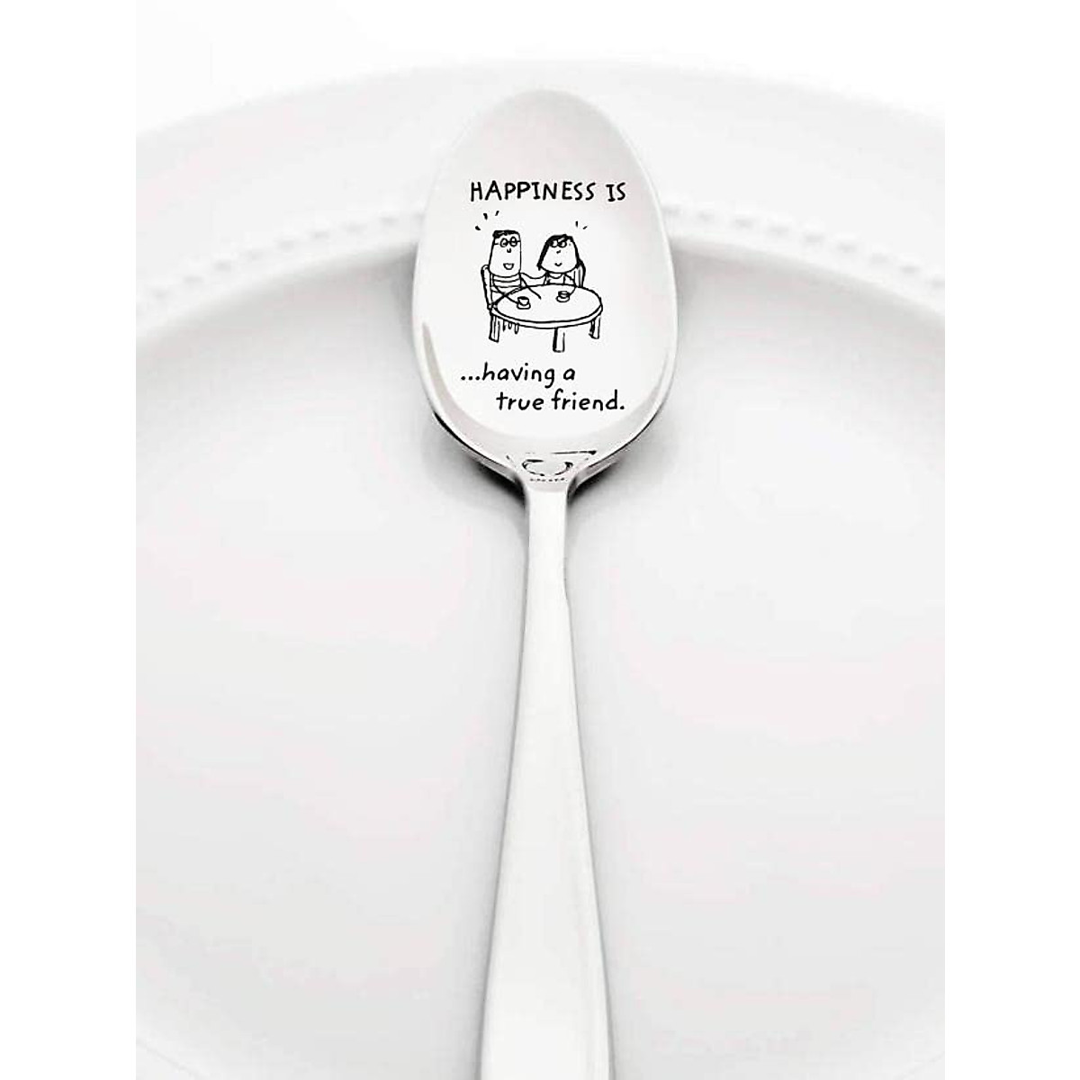 BIGEVENTS True friend Spoon Engraved teaspoons coffee spoon coffee spoons my peanut butter spoon peanut butter spoon spoon coffee spoons for tea tea gifts adult cereal spoon, Silver, 7 (A1)