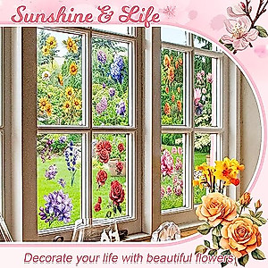 Loozykit 9 Sheets Rub on Transfers for Crafts Furniture Sunflower Flowers Floral Leaf Furniture Rub on Transfer Stickers Decals for DIY Crafts Wood Paper Furniture (Flower)