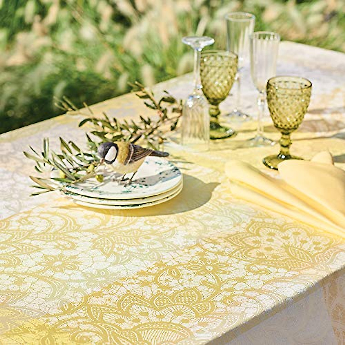 Garnier-Thiebaut Mille Dentelles Turquoise Kitchen Towel, 22"x30"