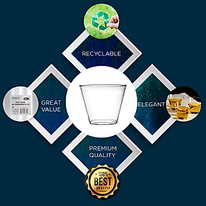 Clear Old Fashioned Cups - 9 oz (100 Count) - Premium Plastic, Elegant & Durable - Perfect for Parties, Events, and Everyday Use