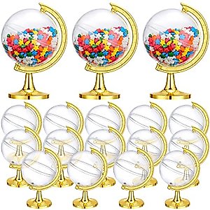 40 Pack Mini Gold Globe Clear Candy Boxes Earth Shaped Party Favor Containers Candy Plastic Gift Box Fillable Ornaments Crafts Decorations Small Candy Packing Box for Wedding Birthday Earth Day