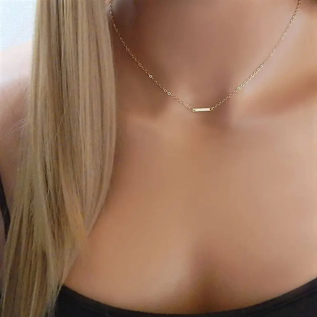 itianxi Gold Dainty Bar Necklace for Women,14K Gold Plated Cute Tiny Horziontal/Balance Necklace,Delicate Fashion Necklace