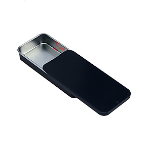 Mewutal 4pcs Metal Tin Box Containers Mini Tin Can 3.74"×1.77"×0.55" Rectangle Storage Box for Candy Coins Soap, with Sliding Lid (Black)