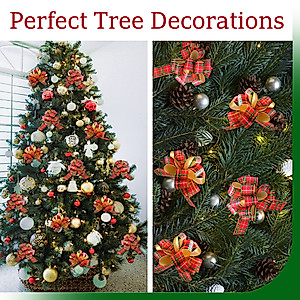 Eye-Catching Xmas Pull Bows for Easy Gift Wrapping with Ribbon - 5" Wide Wrap Bows for Christmas Tree Decoration, Holiday Décor, Present Wrapping, Baskets, Birthday, Easter - 12 Green & 12 Red Bows