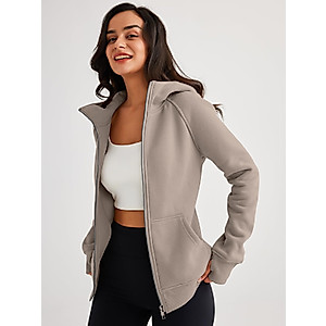 Trendy Queen Womens Zip Up Hoodies Fleece Jackets Oversized Sweatshirts Fall Fashion Outfits Sweaters Winter Clothes Khaki S