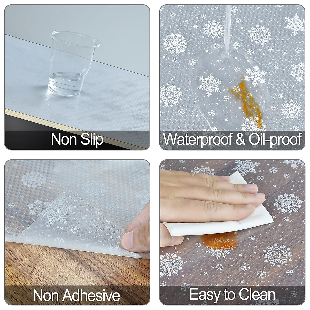 Shelf Liners for Kitchen Cabinets, Waterproof Drawer Liner Non Adhesive Bathroom Sink Liner, Fridge Liner No Slip Cupboard Mats EVA Place Mats Roll - Clear Snow 17.7"×118"