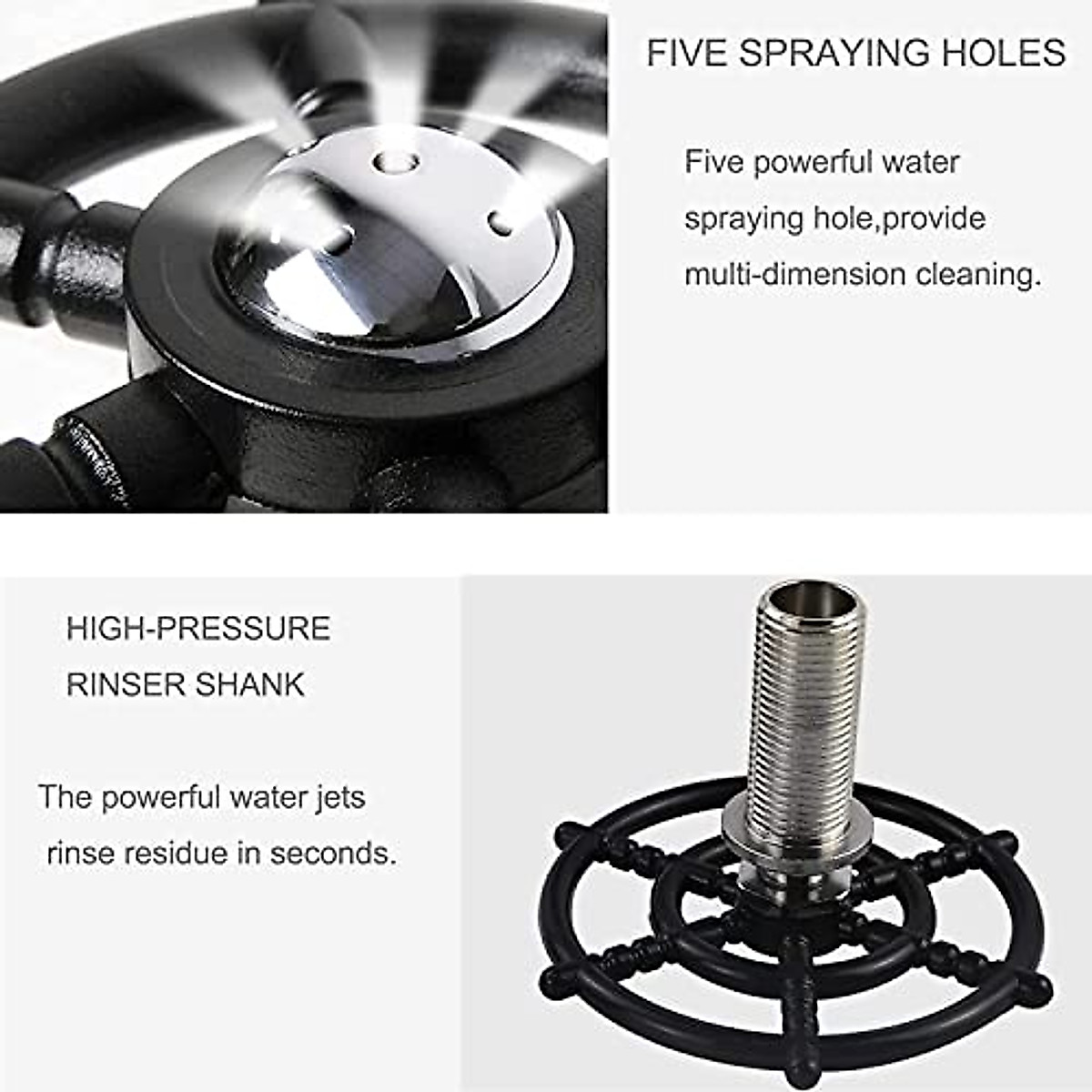 EME Cup Rinser for Sink, Stainless Steel, Bottle Cleaner Sink Attachment, Kitchen Sink Glass Rinser, Cup Washer, Automatic Glass Washer Rinser Tool, Black Glass Sink Kitchen, 5.1x5.4x3 (BM-JC01)