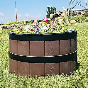 TankTop Covers Rustic Brown Whiskey Barrel Planter, 31" x 31" x 18", 1 Cubic Foot, Outdoor