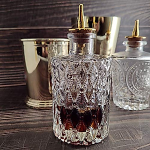 Bitters Bottle - Jewel Bitter Bottle For Cocktail, 6oz / 175ml, Glass Dahs Bottle With Gold Plated Cork Dasher Top - DSBT0011 (1, Gold)