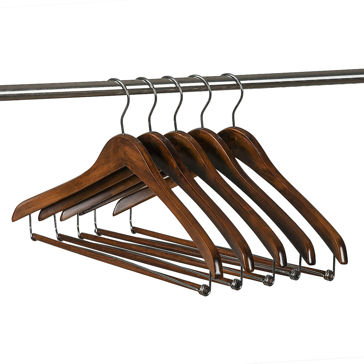 Quality Hangers Wooden Hangers Beautiful Sturdy Suit Coat Curved Hangers Great for Travelers Heavy Duty Hanger with Locking Bar - Retro Finish (5)