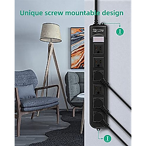 Outdoor Power Strip Weatherproof, Waterproof Surge Protector 6 Outlets, 6 FT Extension Cord, 1875W Overload Protection, Shockproof Outlet, Wall Mountable for Home, Kitchen, Bathroom, Garden, Patio