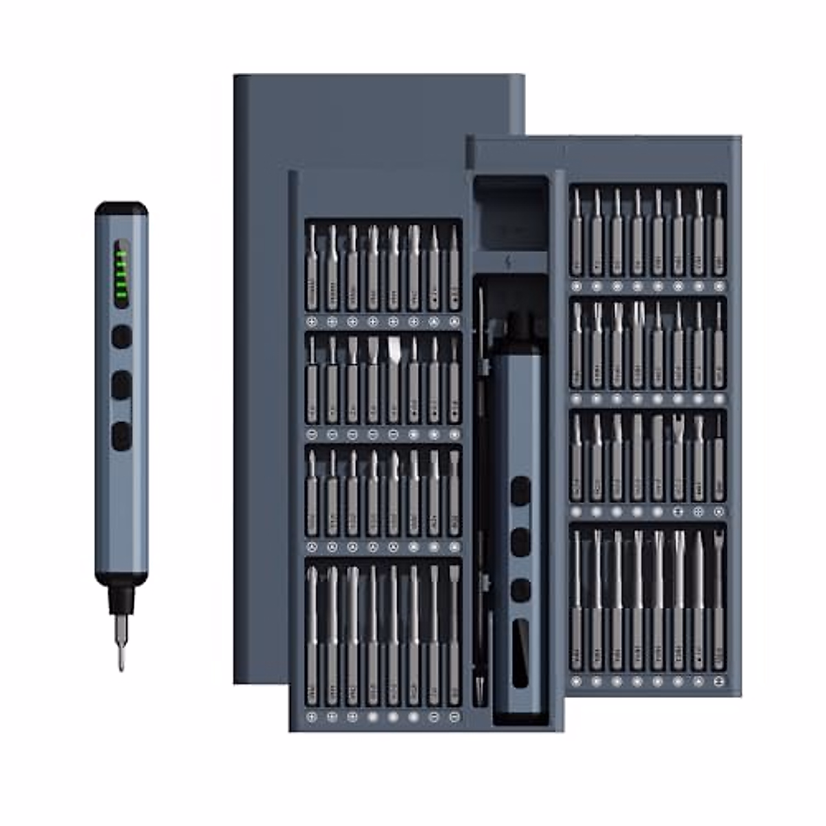 Qutraliza Mini Electric Screwdriver,64 in 1 Magnetic S2 Bits with 4 Led Light,Precision Screwdriver Set,5 Torque Settings,Cordless Screwdriver Repair Tool for Phone Laptop Camera Watch