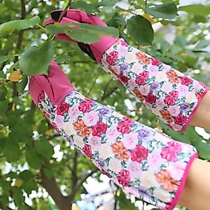 OLSON DEEPAK Long Gardening Gloves for Women,Leather Garden Gloves,Rose Thorn Proof Protective Gloves for Yard, Prunting,Weeding, Ladies Gardening Gifts(Pink)