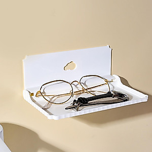 1PCS Decorative Trays Foldable Plastic Floating Shelf Stick on Wall for Kitchen Bathroom Any Place Extra Storage Needed Wall Mounted Bedside