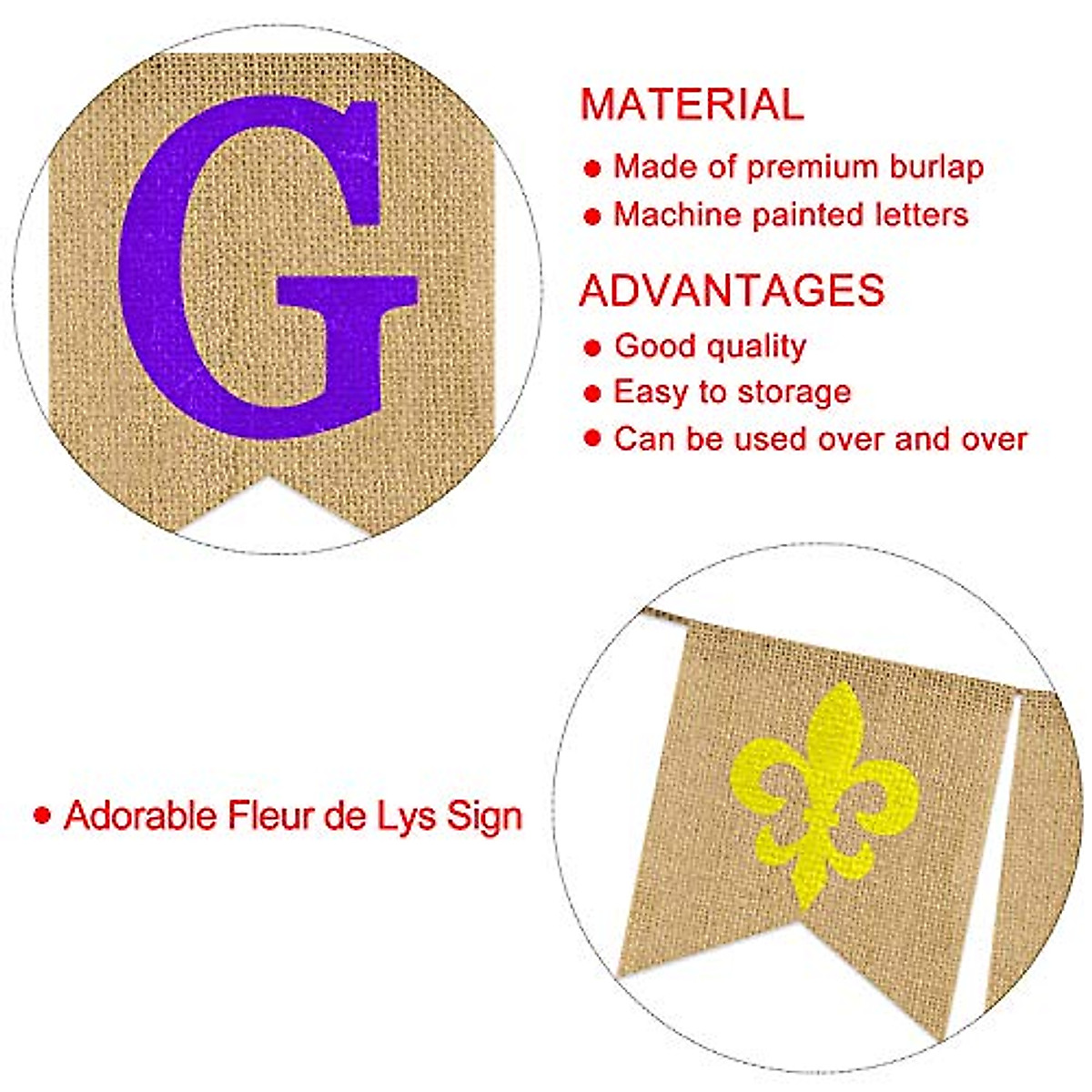 Mardi Gras Banner Burlap | Mardi Gras Decorations | Gold Purple Green Mardi Gras Banner for Mantel Fireplace | Rustic Mardi Gras Party Decorations Supplies | Mardi Gras Outdoor Indoor Hanging Decor