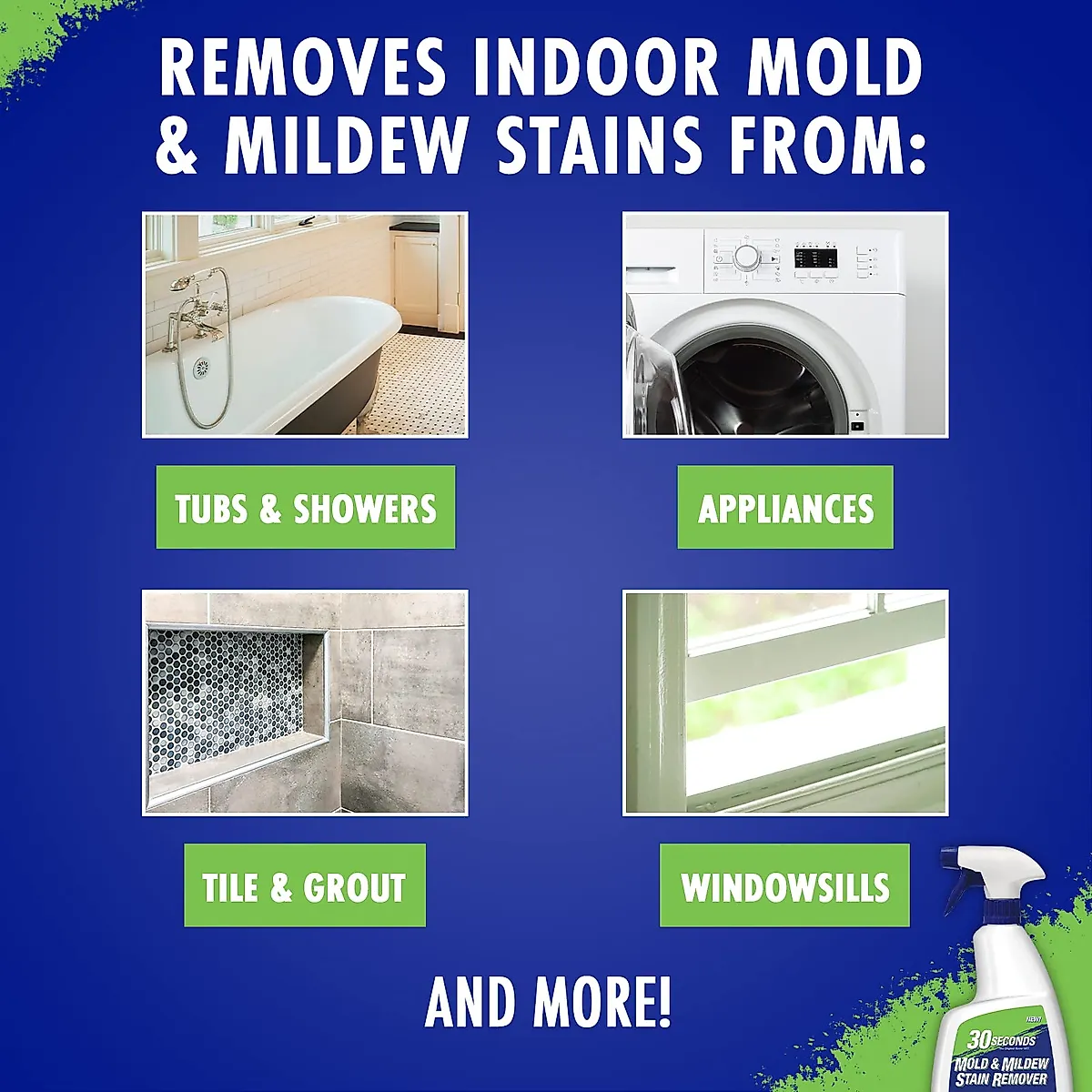 30 SECONDS Mold & Mildew Stain Remover Spray- Indoor & Outdoor Use