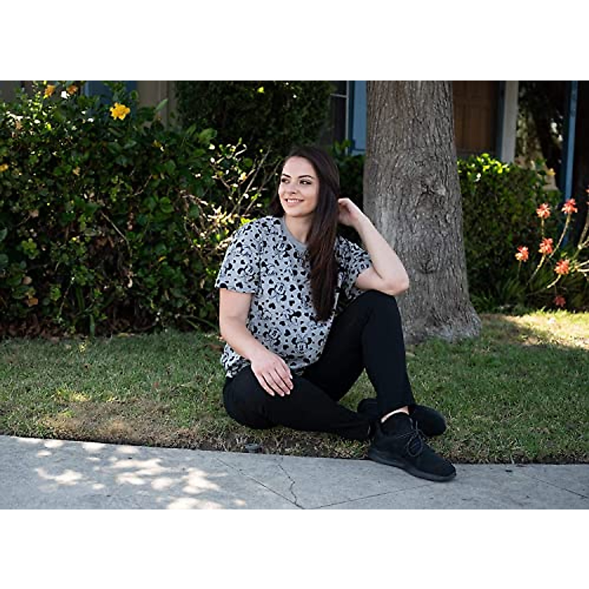 Disney Womens Plus Size T-Shirt Minnie Mouse All Over Print (Heather Grey, 3X)