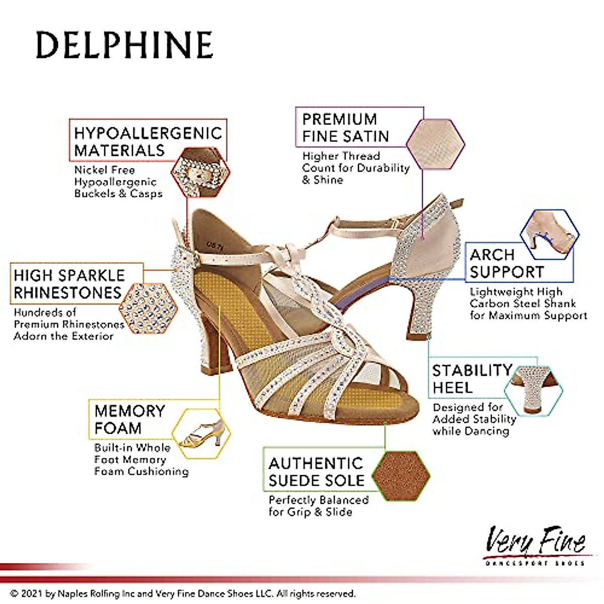 Very Fine Womens Dance Shoe Delphine Ballroom Latin Salsa Tango Cha Cha Waltz Flesh Satin 2.5" Heel 8.5 M