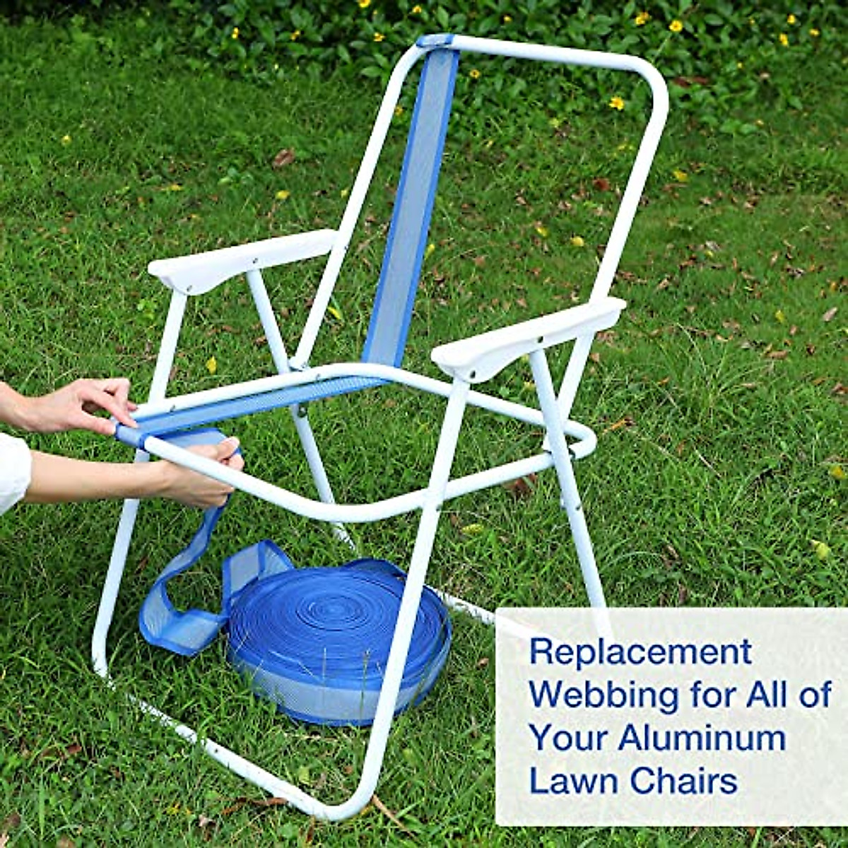 2.25 Inch x 328 Feet Lawn Chair Webbing Blue Patio Chair Webbing Replacement Kit Lawn Furniture Re Webbing