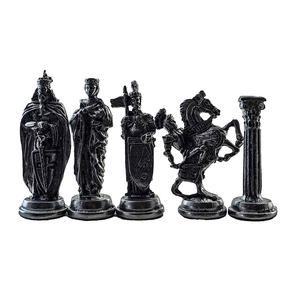 GiftHome Medieval British Army Antique Copper Metal Chess Set for Adults,Handmade Pieces and Natural Solid Wooden Chess Board with Storage Inside King 3.35inc