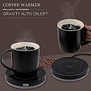 Smart Coffee Warmer, BESTINNKITS Auto On/Off Gravity-induction Mug Warmer for Office Desk Use, Candle Wax Cup Warmer Heating Plate (Up To 131F/55C) (Black)