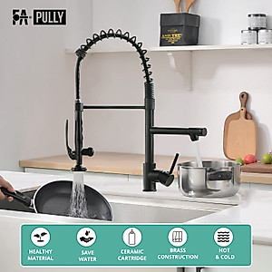 Fapully Black Kitchen Faucet,Commercial Pull Down Kitchen Sink Faucet with Sprayer