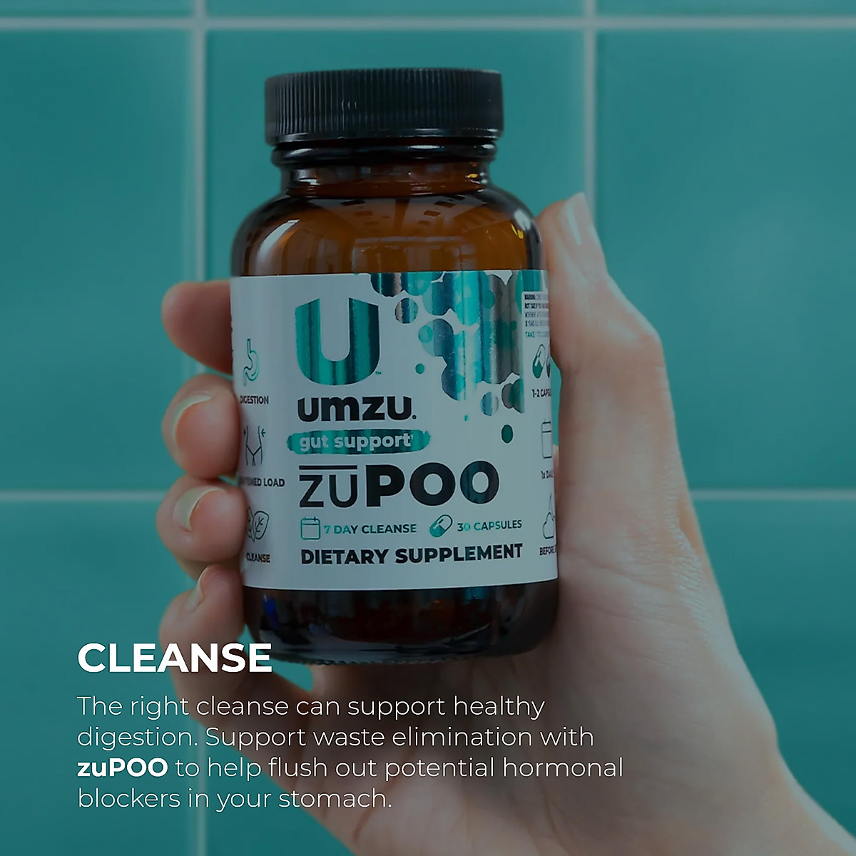 UMZU zuPoo - Colon Health & Constipation Relief - Supplement for Bloating - Natural Cleanse - with Milk Thistle, Ginger & More - 15-Day Supply - 30 Capsules