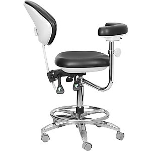 Mobile Adjustable Doctor's Stool Dental Assistance Chair Foot Control 360 Degree Rotation Armrest PU Leather QY-600M-B2