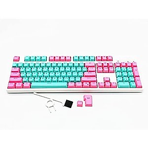 104 Keys Miami PBT Doubleshot Backlit Keycaps ANSI/ISO Keyset OEM Profile for 60%/87 TKL/104/108 Cherry MX Switches Gaming Mechanical Keyboards (Miami)