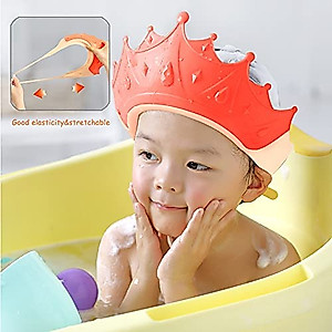 FUSACONY Baby Shower Cap Shield, Shower Cap for Kids, Visor Hat for Eye and Ear Protection for 0-9 Years Old Children, Cute Crown Shape Makes the Baby Bath More Fun (Pink)
